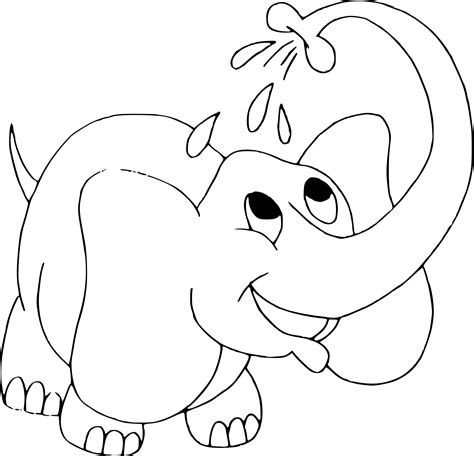 Coloriage Bébé éléphant arrose à imprimer