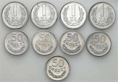 PRL 50 groszy do 1 złoty 1965 1972 zestaw 9 monet archiwum