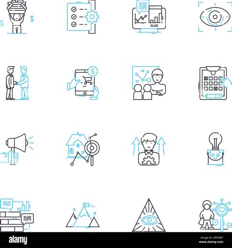 Enterprise Strategy Linear Icons Set Growth Innovation Alignment