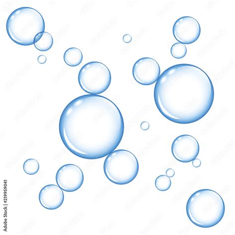 Bright Blue Soap Bubbles On White Background Stock Vector Adobe Stock