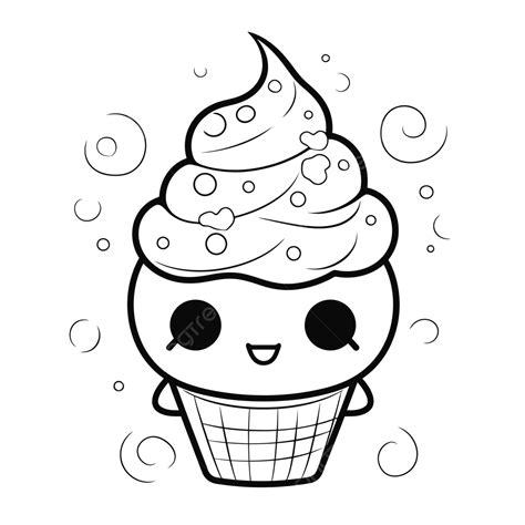 Cute Ice Cream Coloring Page With Lots Of Bubbles Vector Ice Cream Drawing Ring Drawing Ice