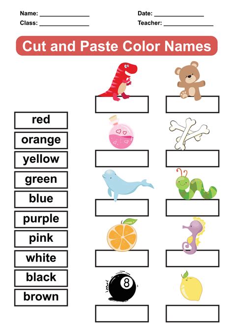 Learning About Colors Worksheet Educational Sheet For Preschool Cut