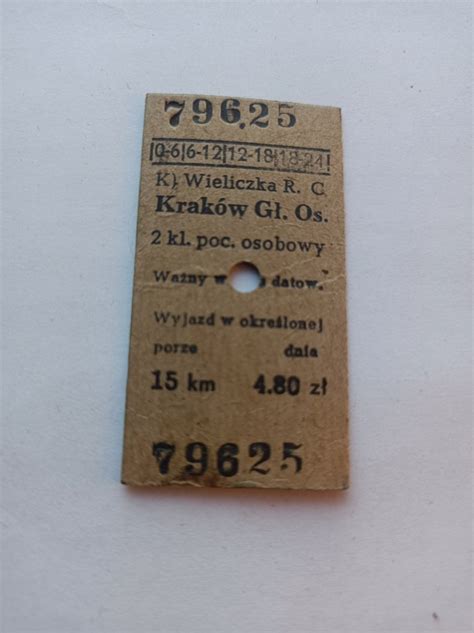 BILET KARTONIKOWY PKP WIELICZKA RYNEK KRAKÓW GŁ 12769012127
