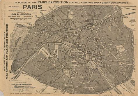 Outline Map Of Paris France By John W Boughton 1900 Stanford