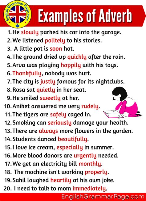 20 Examples Of Adverb In A Sentences EnglishGrammarPage