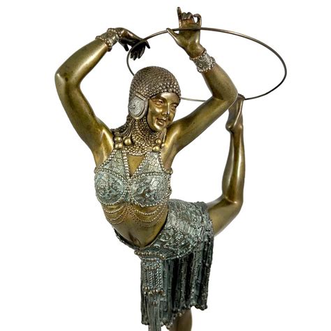 Dancer With Ring Art Deco Bronze On Marble Base By Demetre Chiparus