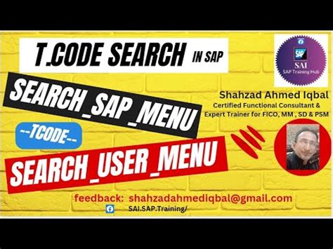 SAP Tcode Search Tcode Search In User Menu SAP TCode Search SAP