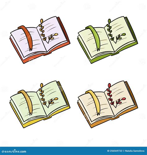 Un Conjunto De Iconos De Color Un Libro Abierto Con Un Marcador Y Una
