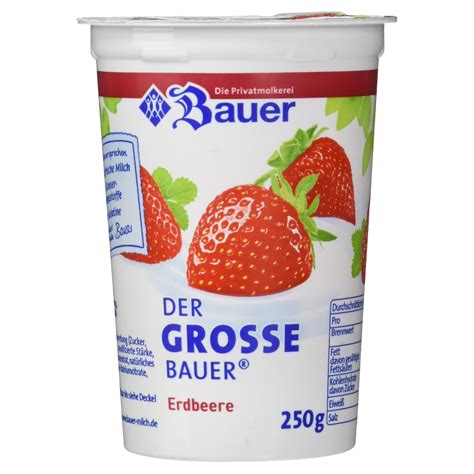 Der Große Bauer Fruchtjoghurt Erdbeere 250 g Amazon de Lebensmittel