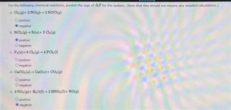 Solved For The Following Chemical Reactions Predict The Chegg