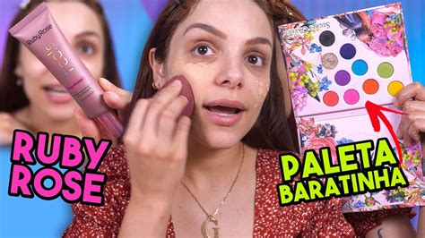 TESTANDO MAKES BARATINHAS Paleta De Sombra Novo PRIMER Ruby Rose