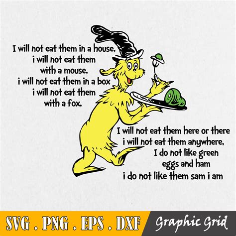 Sam I Will Not Eat Them Svg Green Egg And Ham Svg Dr Seuss Inspire