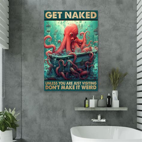 Trinx Octopus Get Naked 1 Piece Rectangle Graphic Art Octopus Get