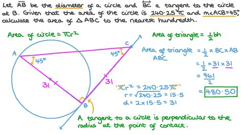 question video using properties of tangents to circles to find the area of a triangle nagwa