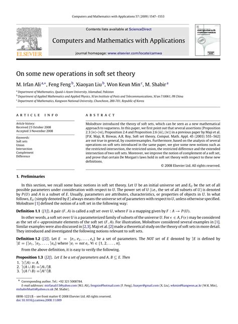 pdf on some new operations in soft set theory