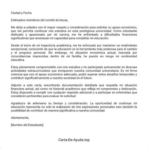 Carta Para Pedir Ayuda Economica En La Universidad