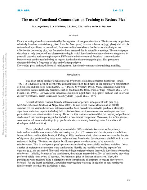 pdf the use of functional communication training to reduce pica