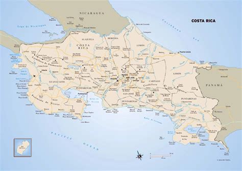 Large Political Map Of Costa Rica With Roads Major Cities And Airports