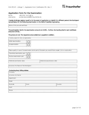 Fillable Online KVA PZS 01 Anlage 1 Application Form Certification EN