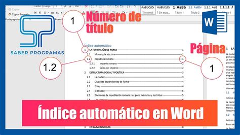 Crear ÍNDICE AUTOMÁTICO en Word con numeración de títulos y páginas