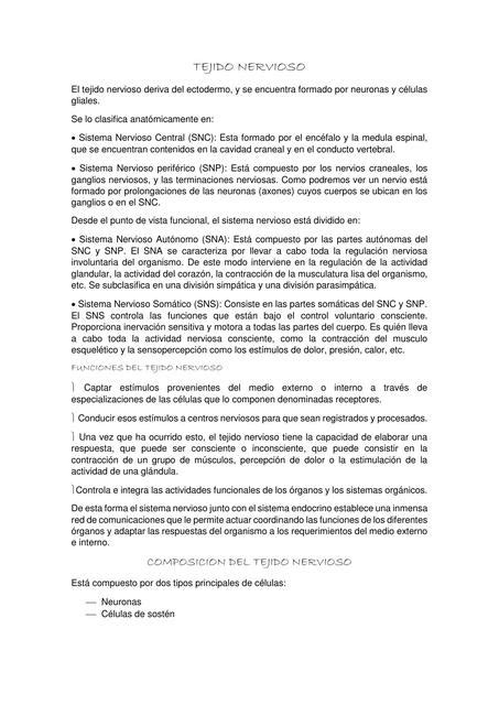 Tejido nervioso Resumen Histología Texto y Atlas color con Biología