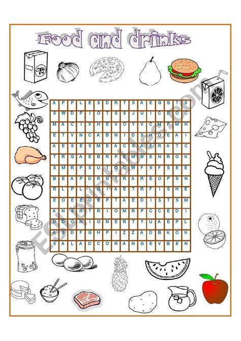 Wordsearch Food And Drinks ESL Worksheet By Sumerce