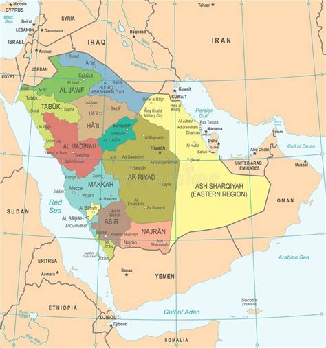 Mapa De La Arabia Saudita Ejemplo Detallado Del Vector Stock De