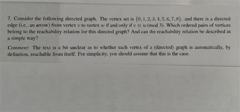solved 7 consider the following directed graph the vertex