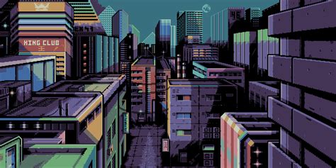 Hd Wallpaper Pixel Art Town City Waneella Wallpaper Off