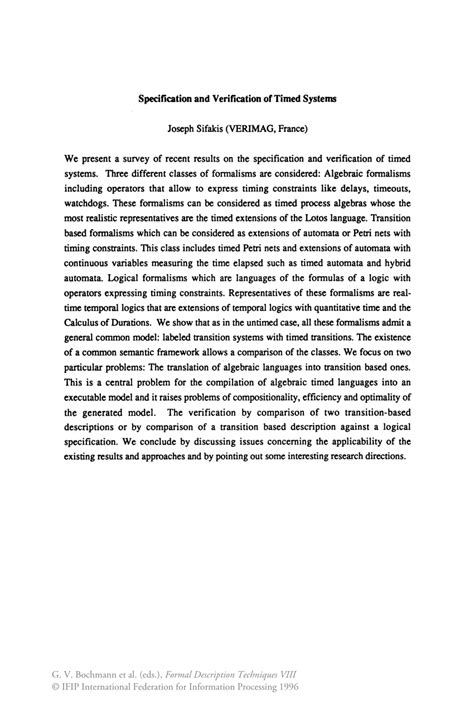 pdf specification and verification of timed systems