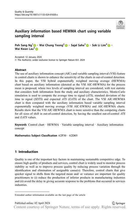 auxiliary information based hewma chart using variable sampling interval