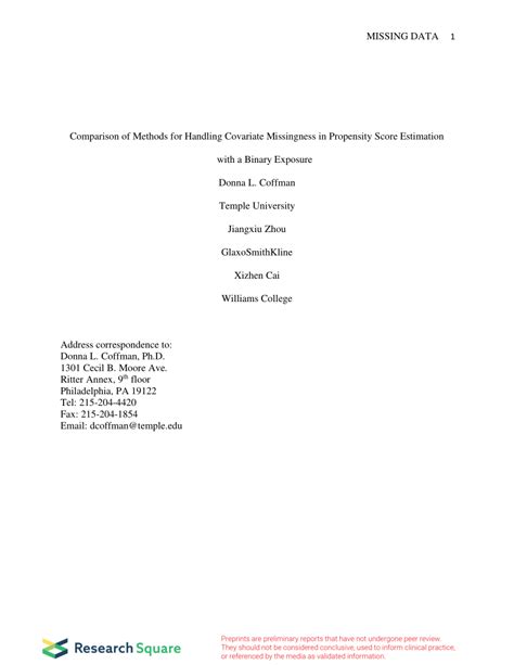 pdf comparison of methods for handling covariate missingness in propensity score estimation