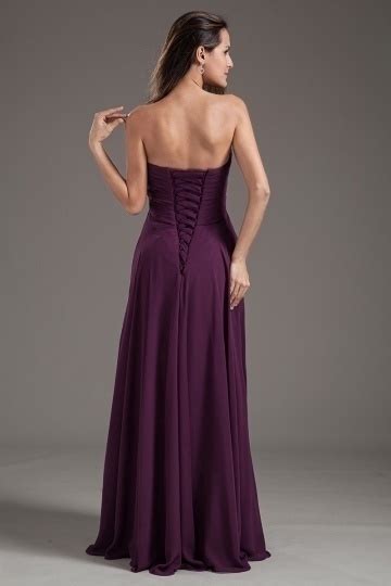 Simple Ruched Sweetheart Strapless Empire Chiffon Long Bridesmaid Dress