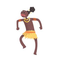 Funny Naked Black Skinned Man Aborigine Dancing Vector Image