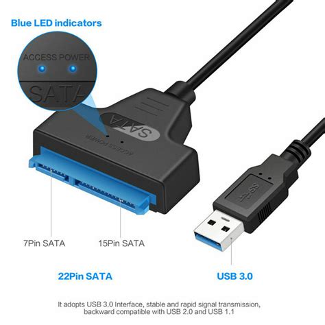 USB 3 0 To SATA III HDD SSD 2 5 Inches Hard Drive Adapter Cable 22 Pin