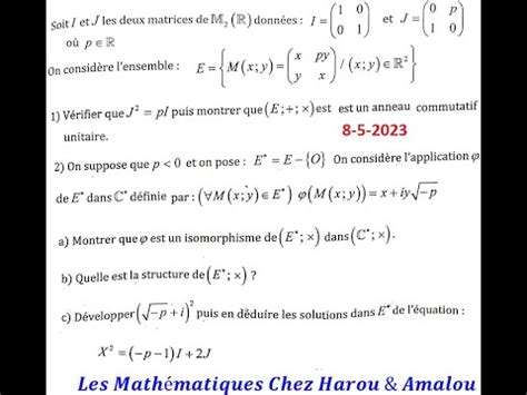 Les structures algébriques exercice 16 YouTube