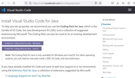 Installation De Visual Studio Code Avec Java