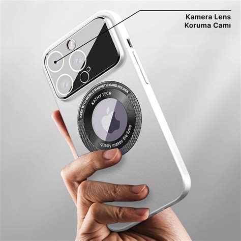 Apple iPhone 14 Pro Max Kılıf Beyaz Zebana Lenix Rubber Kılıf Kablosuz