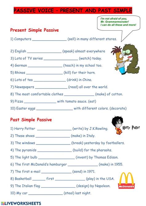 Passive Voice Interactive Exercise For A2 You Can Do The Exercises