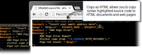 copy and paste syntax highlighting as rtf or html with ultraedit