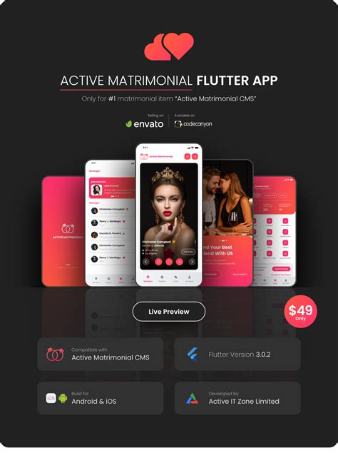 active matrimonial flutter app buy apps themes ui templates plugins and source code at
