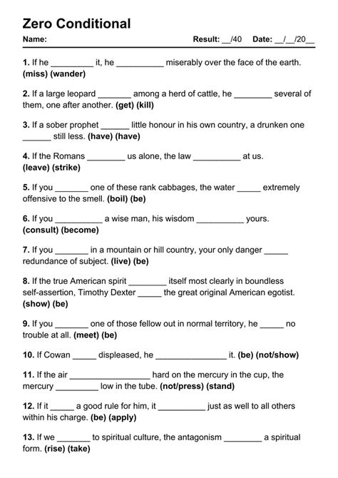 Printable Zero Conditional Pdf Worksheets With Answers Grammarism