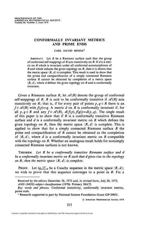 pdf conformally invariant metrics and prime ends