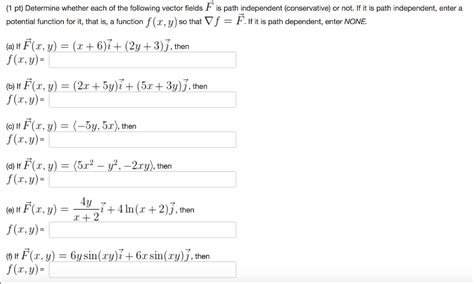 solved determine whether each of the following vector fields