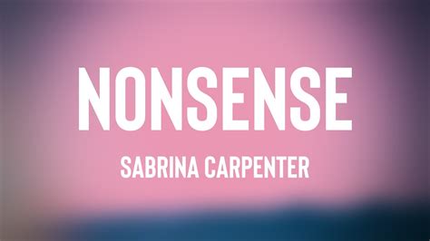 Nonsense Sabrina Carpenter With Lyric YouTube