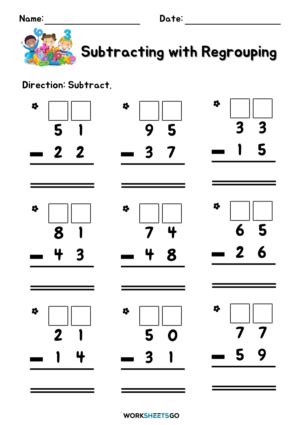 Subtracting With Regrouping Worksheets Worksheetsgo