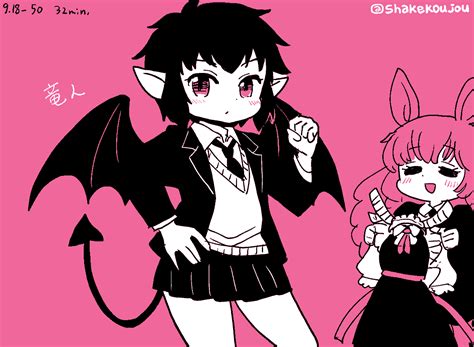 Multiple Girls 2girls Wings Tail Demon Tail Demon Wings Pointy Ears Illustration Images