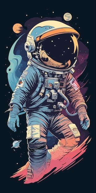 Ilustração de um astronauta no espaço várias decorações Vetor Premium