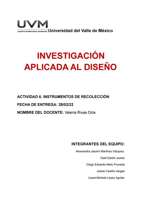 A 3 Agdjl ACTIVIDAD 3 Universidad del Valle de México INVESTIGACIÓN