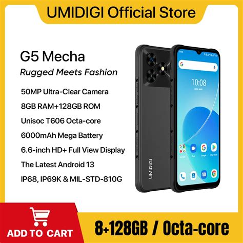 2023 NEW UMIDIGI G5 Mecha Smartphone Android 13 6 6 FHD Screen 8GB